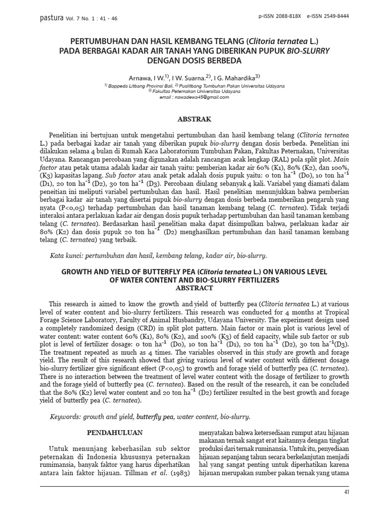 Pertumbuhan Dan Hasil Kembang Telang (Clitoria Ternatea L.) Pada ...