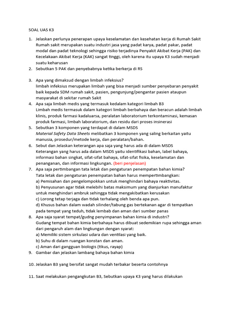 Soal Uas K3 | PDF