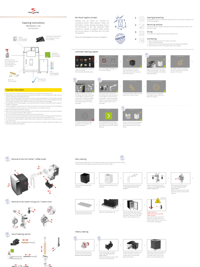 Cleaning-Manual Rex-Royal S1-S2 AutoClean 174906 | PDF