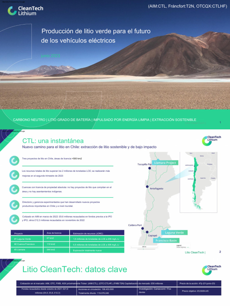 CleanTech Lithium Investor Presentation June 2023 FINAL | PDF
