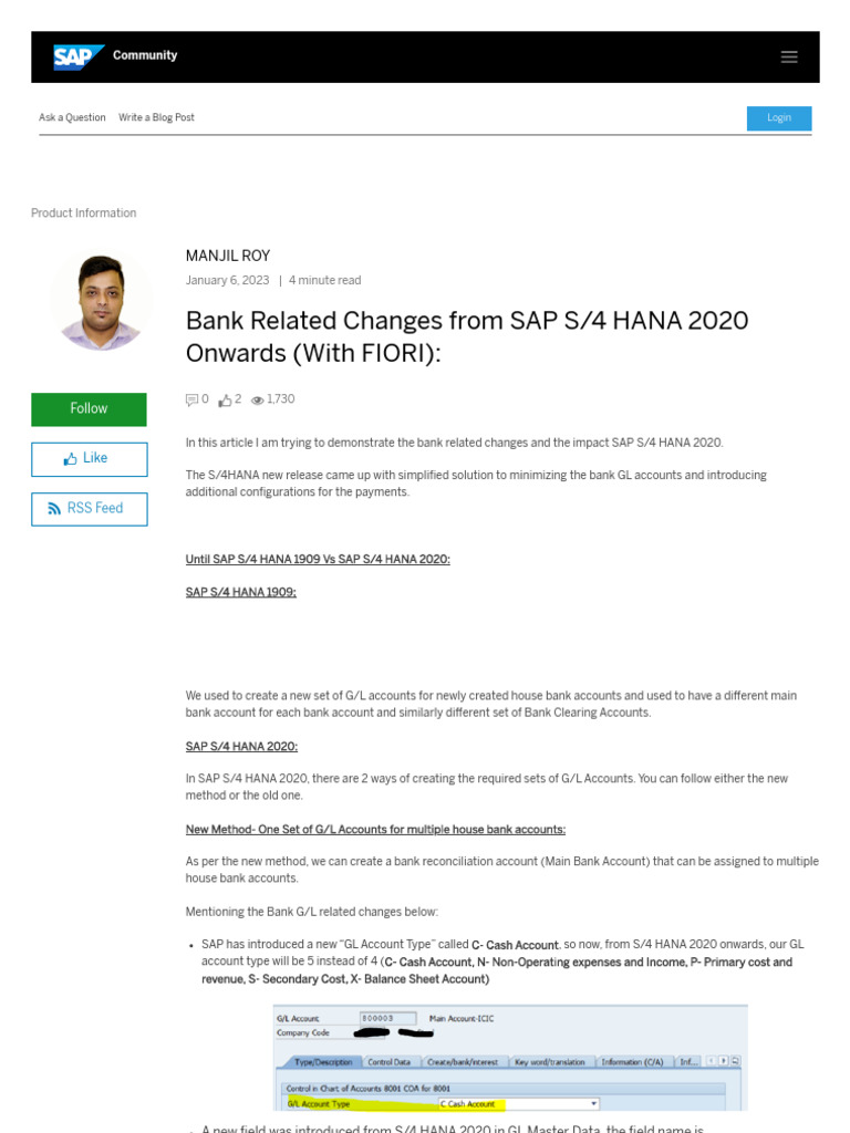 Bank Related Changes From SAP S - 4 HANA 2020 Onwards (With FIORI ...