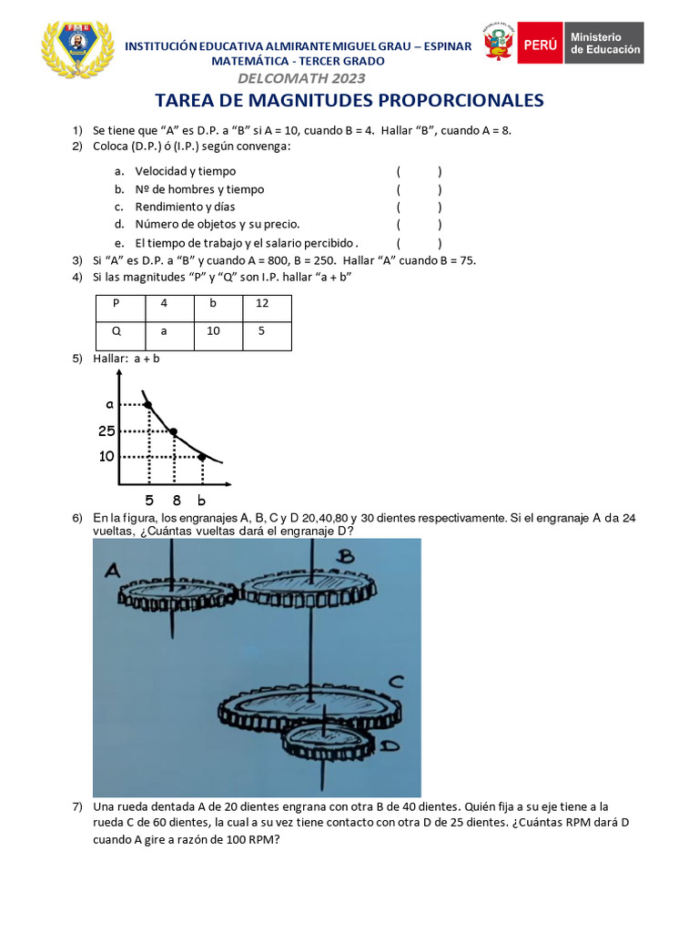 TAREA I de Magnitudes Proporcionales | PDF