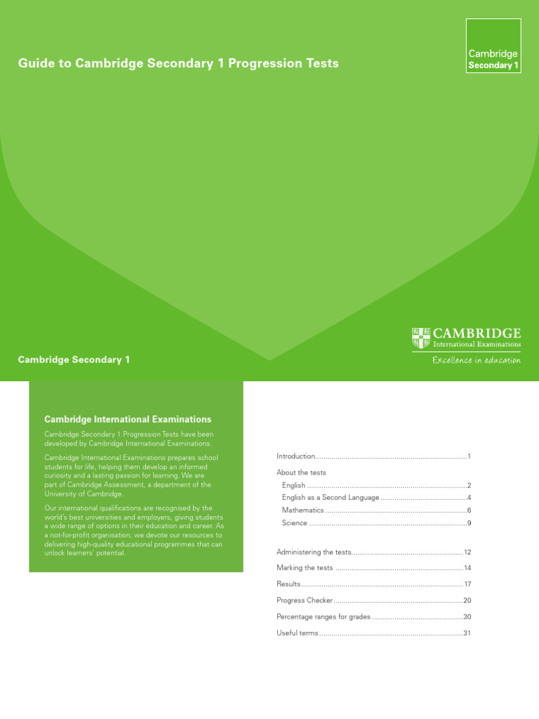 Secondary 1 Progression Tests Guide | PDF