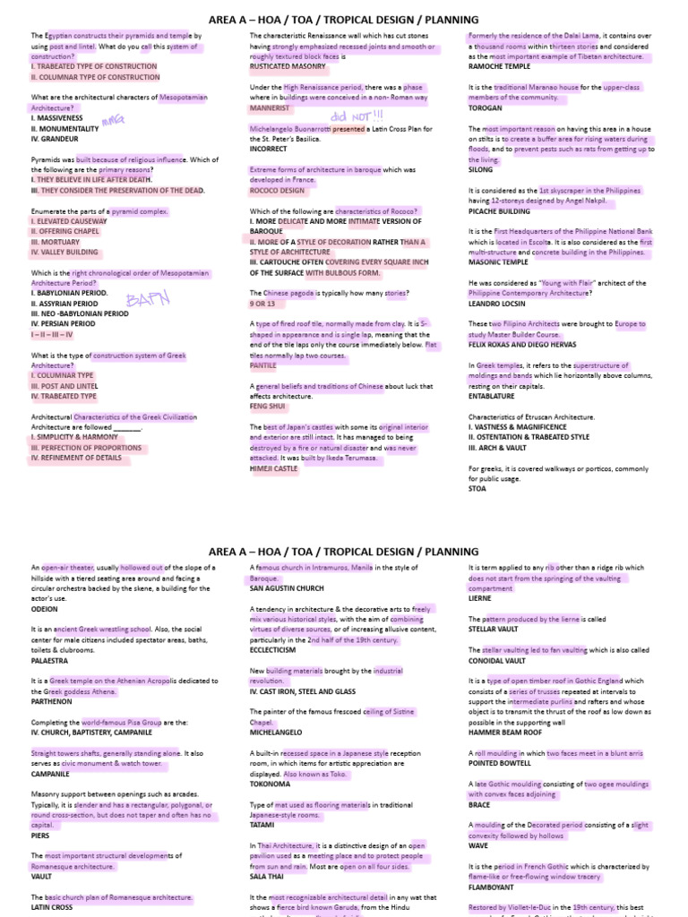 Area A Reviewer Compilation | PDF | Gothic Architecture | Vault ...