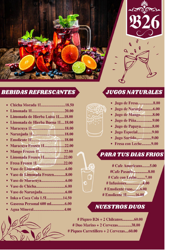 Carta Bar - Brasadero 26 | PDF