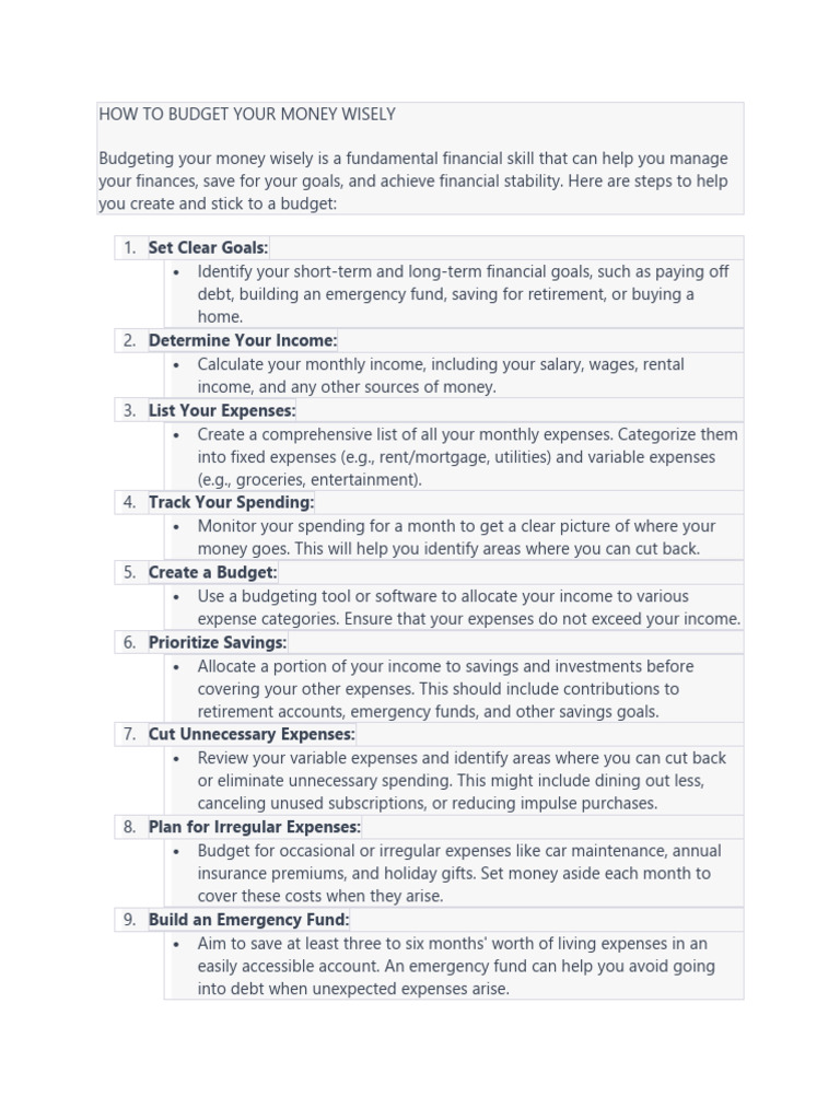 Budgeting Wisely for Financial Success | PDF | Debt | Expense
