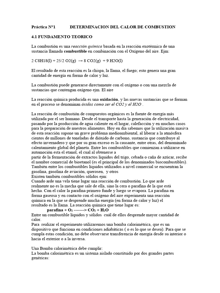 Calor de Combustion | PDF | Combustión | Calor