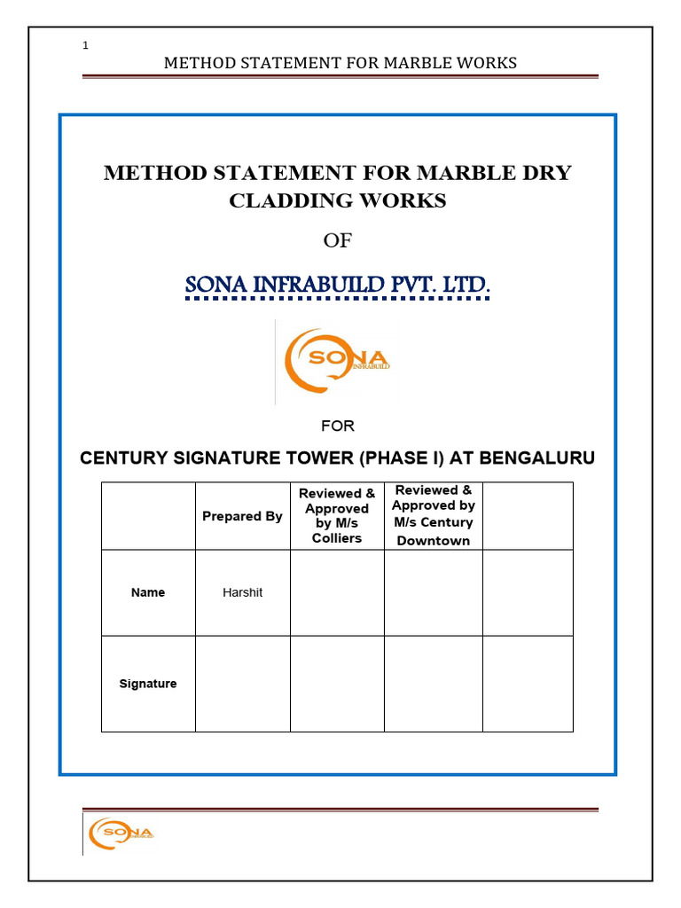Marble Method Statement | PDF | Scaffolding | Screw