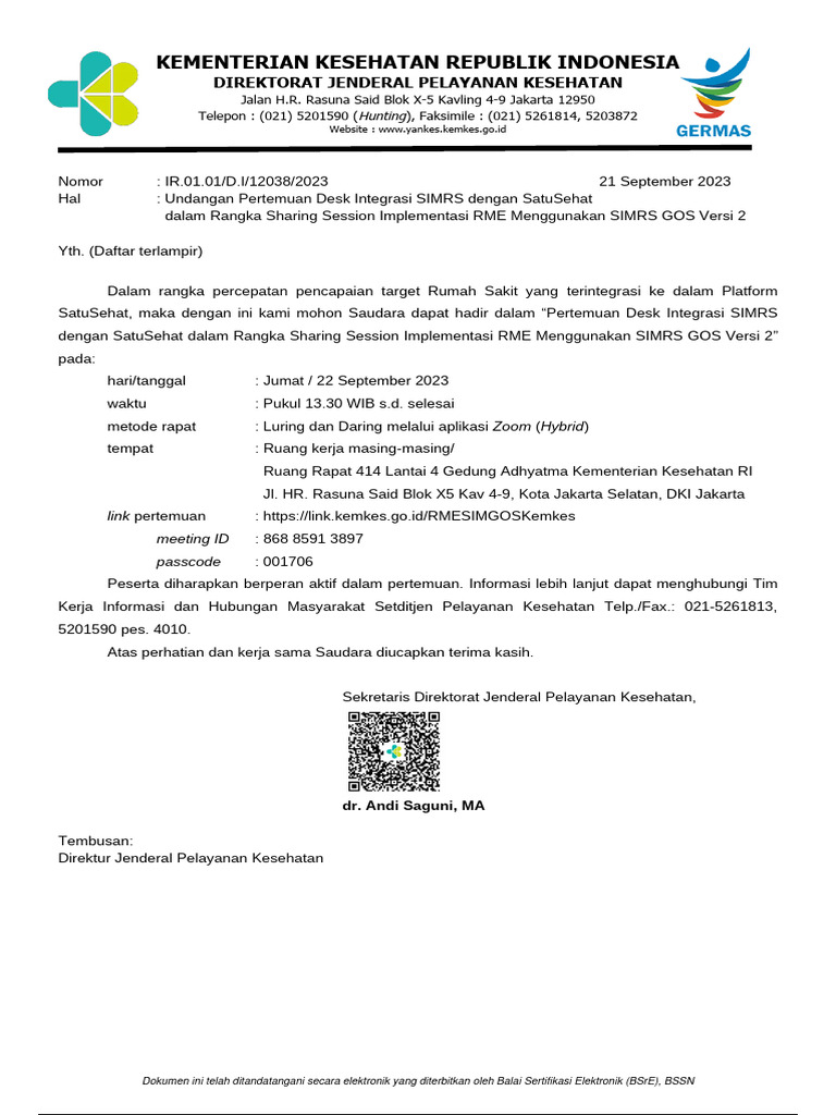 Undangan Pertemuan Sharing Session Implementasi RME Menggunakan SIMRS GOS Versi 2 - 22sep2023 ...