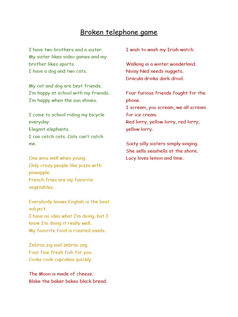 FFF Broken Telephone | PDF