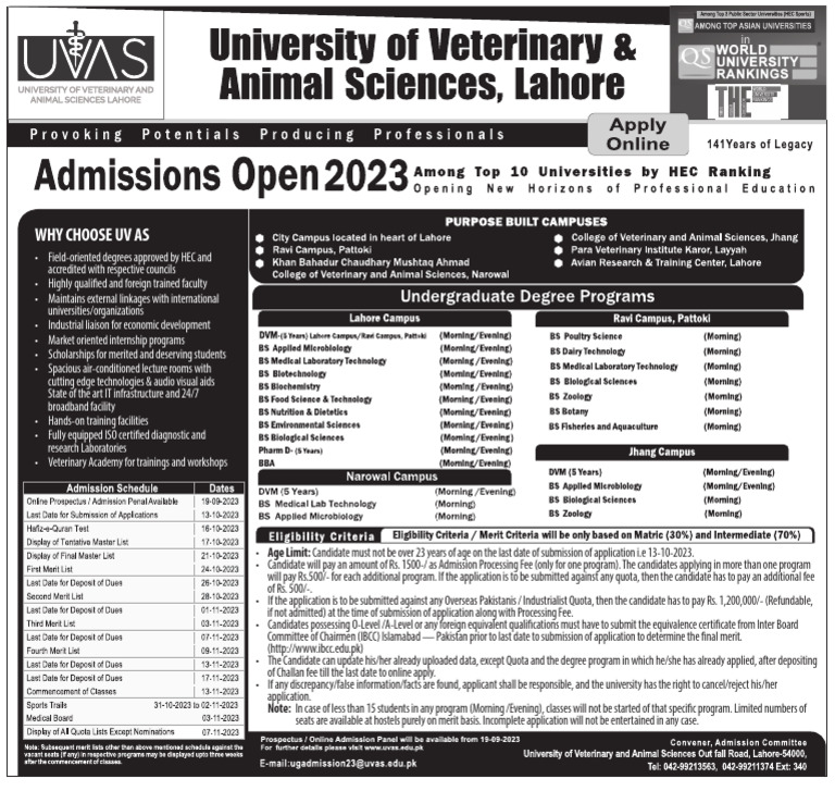 UV Admission Guidelines and Fees 2023 | PDF | Educational Stages
