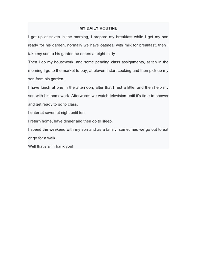 My Daily Routine | PDF