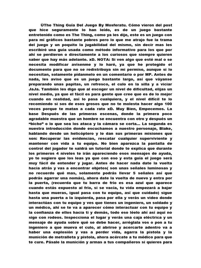 ÙThe Thing Guía Del Juego by Mosferatu | PDF | Incendios | Munición