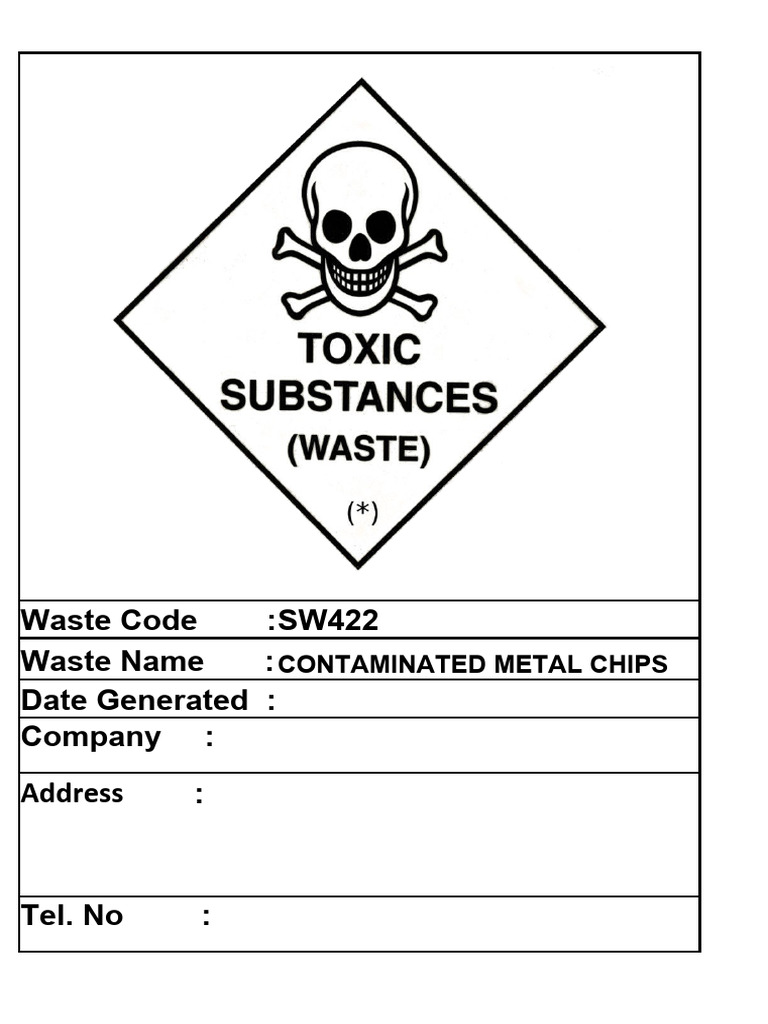 SW422 Contaminated Metal Chips Label | PDF | Law | Technology & Engineering