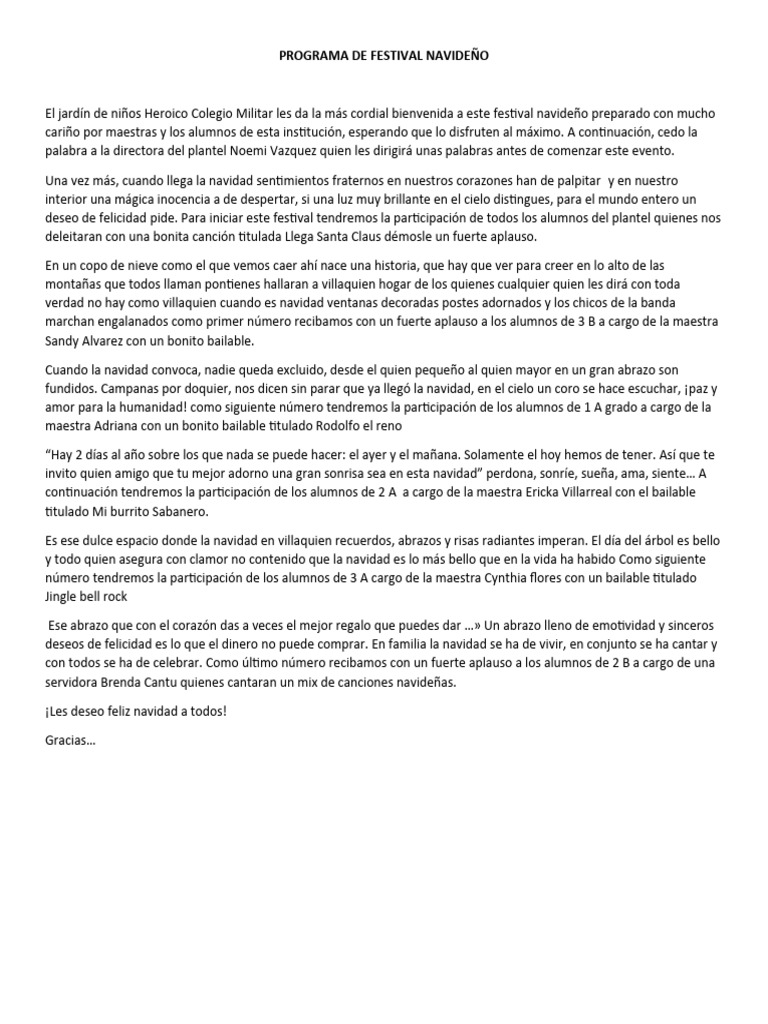 Programa de Festival Navideño 1 | PDF | Navidad