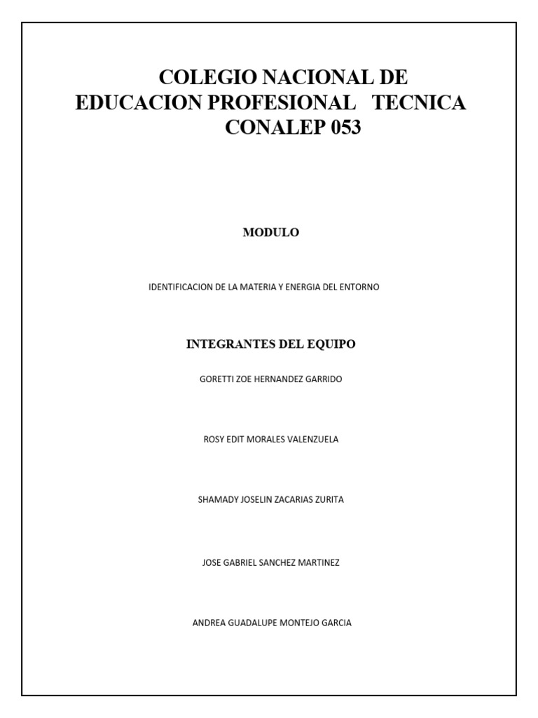 Colegio Nacional de Educacion Profecional Tecnica Conalep 053 | PDF | Enlace covalente | Enlace ...