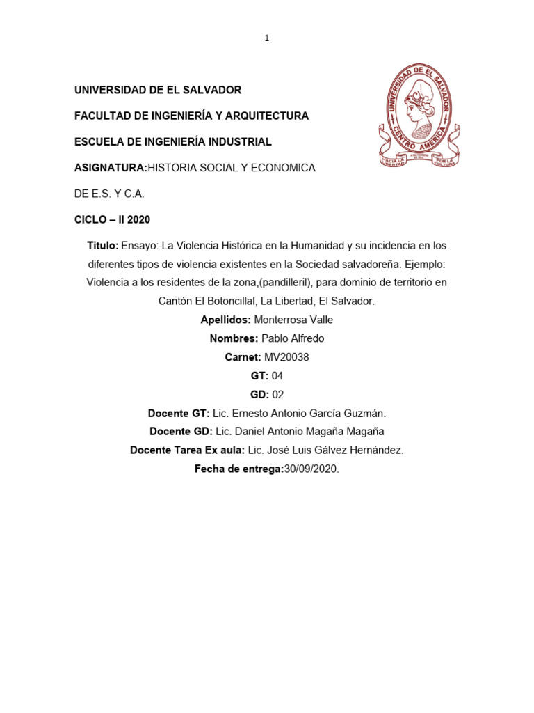 Violencia Histórica y su Impacto en El Salvador | PDF