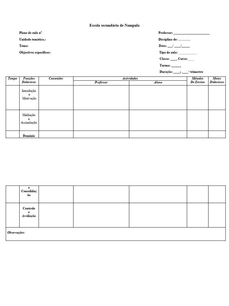 Modelo de Plano de Aula de Quimica | PDF Modelo de Plano de Aula de Quimica | PDF