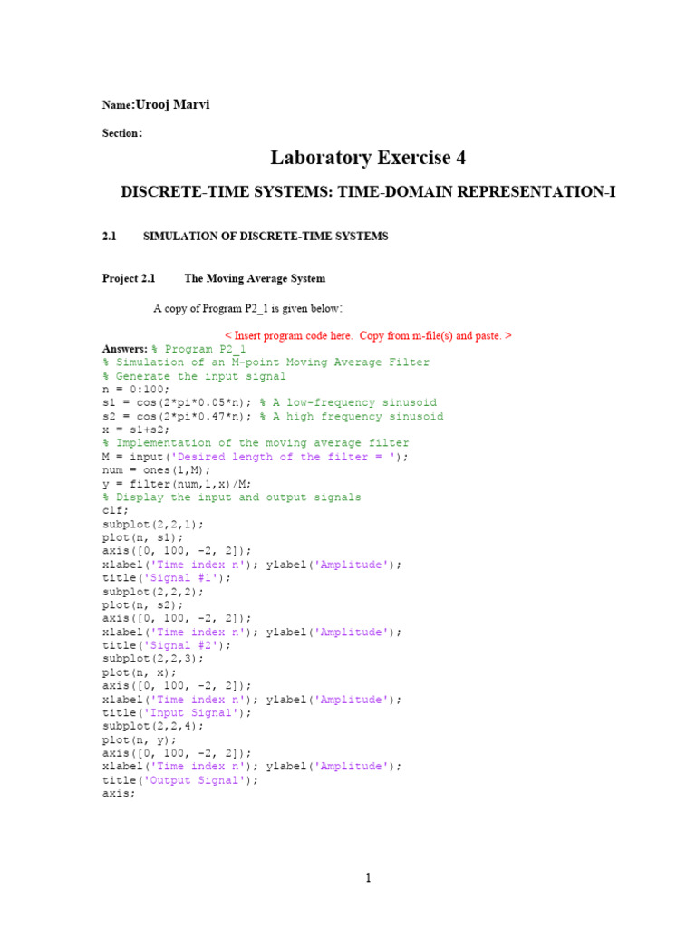 LABEX4 Solved DSP | PDF | Filter (Signal Processing) | Low Pass Filter
