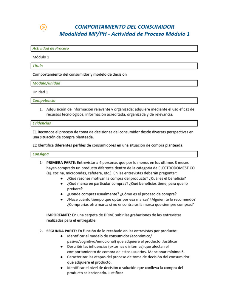 2do Sem - Actividad de Proceso M1,2,3 y 4 2°semestre | PDF | Comportamiento | Los consumidores