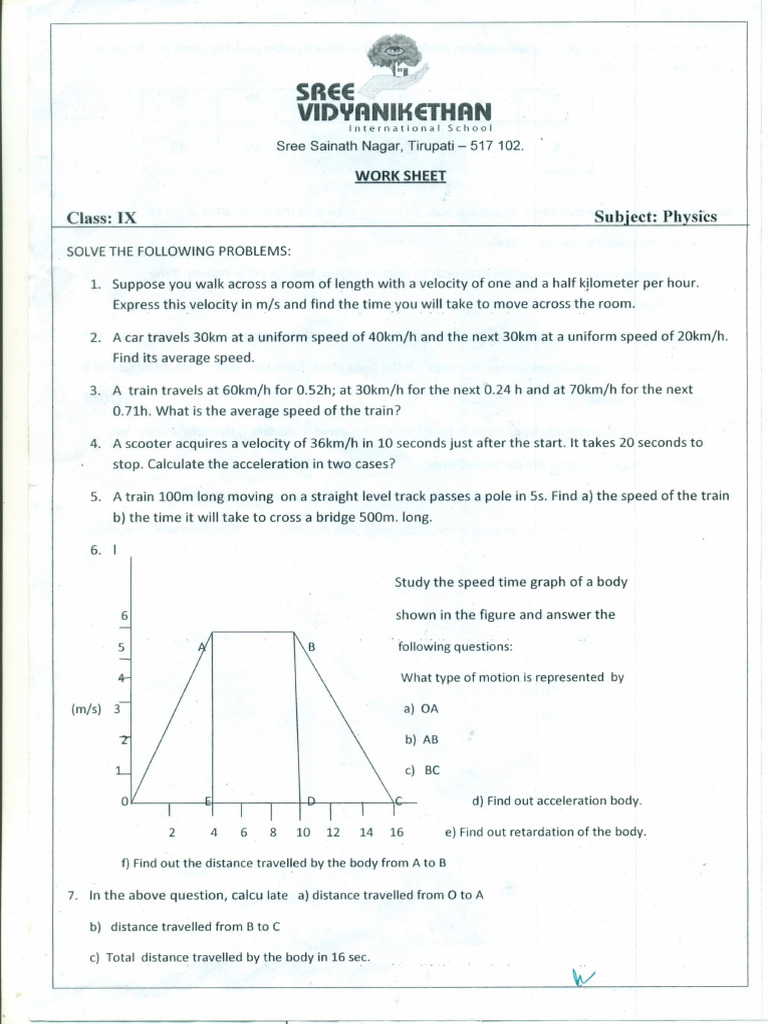 Class 9 Holiday Homework Physics | PDF