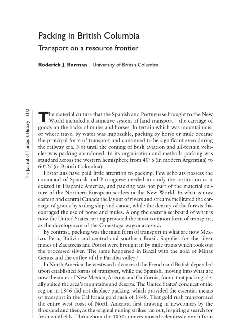 Barman - Packing in British Columbia | PDF | Mule | British Columbia