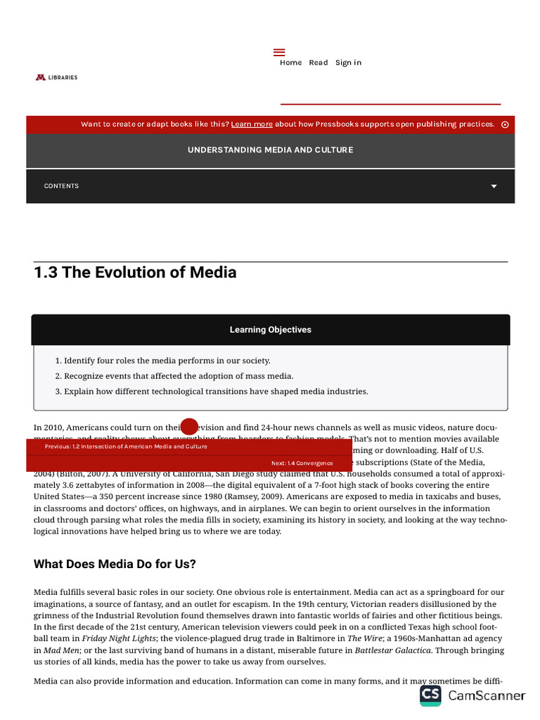 1.3 The Evolution of Media Understanding Media and Culture | PDF ...