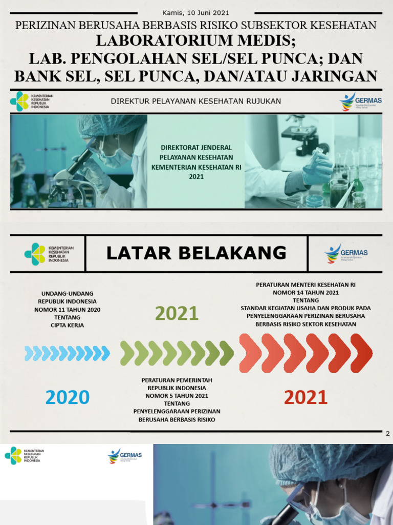 Draft Sosialisasi PMK No.14 Tahun 2021 (Lab Medis, Lab Sel Punca, Bank Sel & Jaringan) | PDF