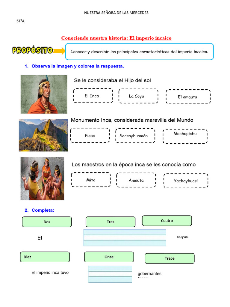 E5 Ficha PS El Imperio Incaico | PDF