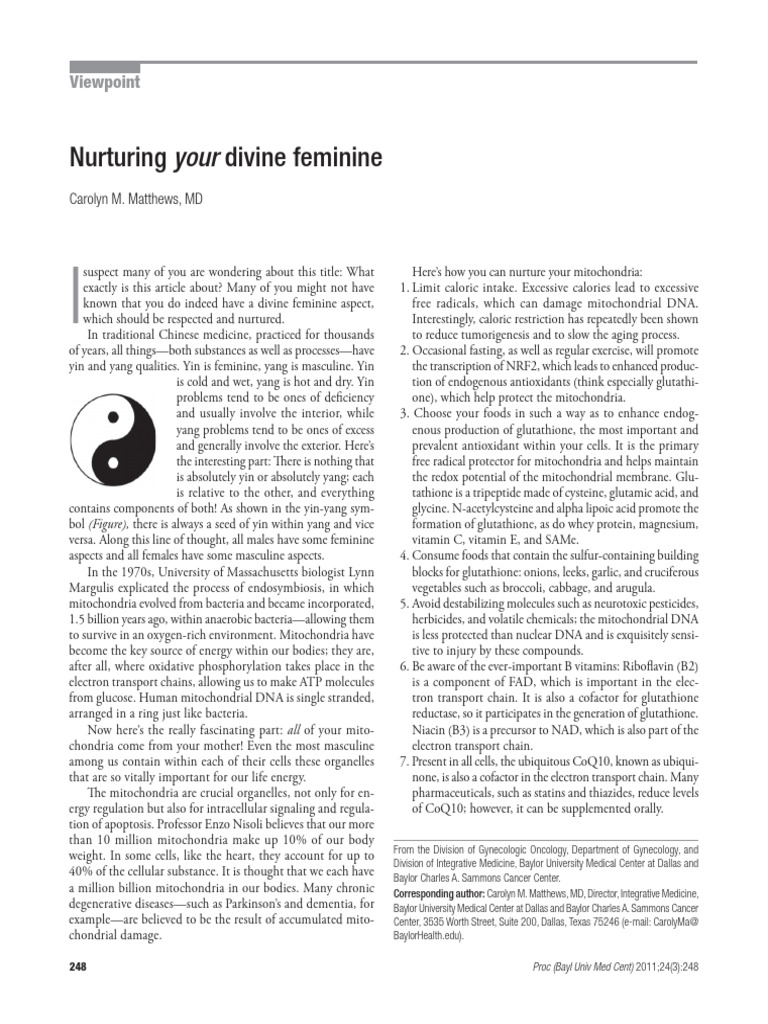 Carolyn M. Matthews - Nurturing Your Divine Feminine | PDF | Mitochondrion | Yin And Yang