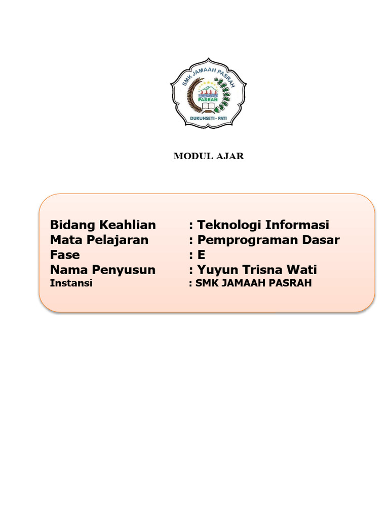 Modul Ajar Pemprograman Dasar Pdf