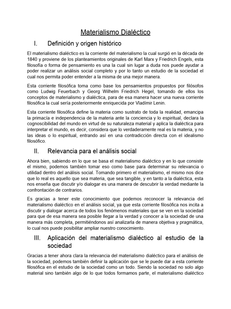 Materialismo Dialéctico en el Análisis Social | PDF | Dialéctico | Materialismo
