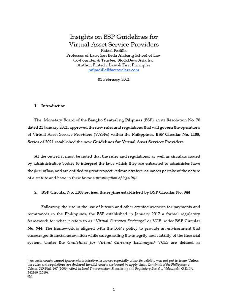 Insights On BSP VASP Guidelines (Padilla) | PDF | Cryptocurrency ...