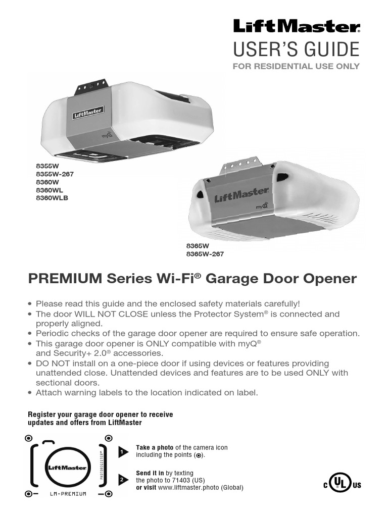 LiftMaster 8355W 8355W 267 8360W 8360WL 8360WLB 8365W 8365W 267 Users ...