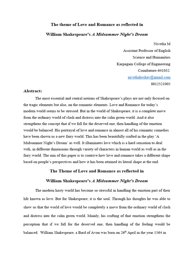 Shakespeare's Love in Midsummer | PDF | Poetry | General Fiction