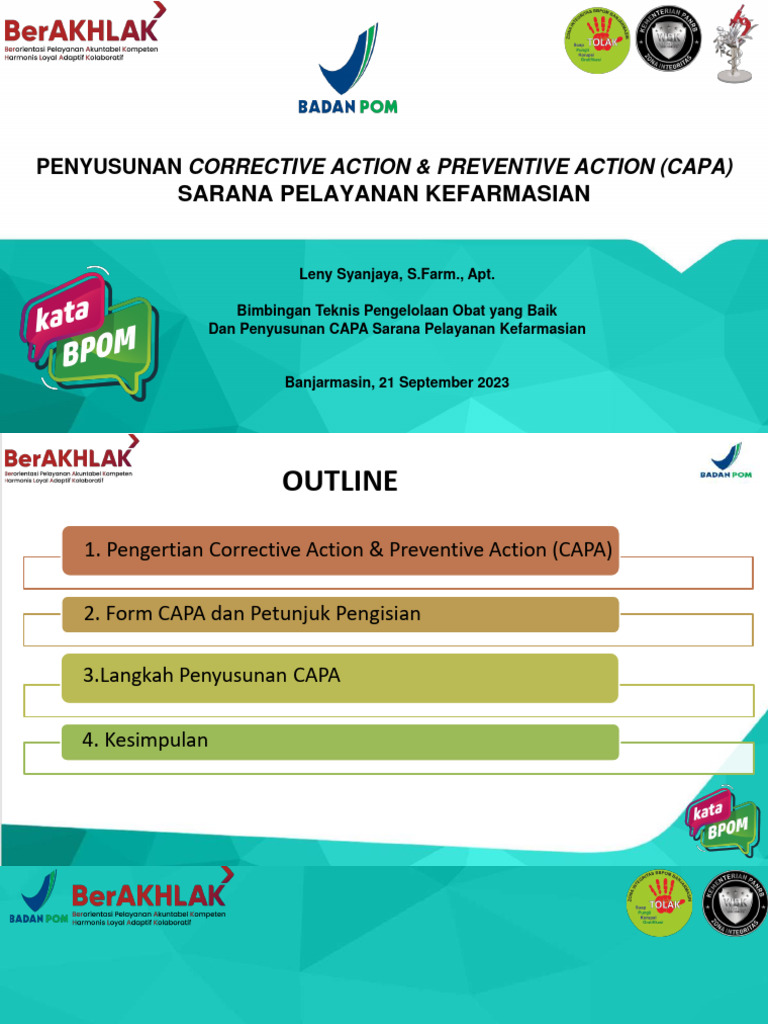 Penyusunan CAPA dalam Pelayanan Kefarmasian | PDF