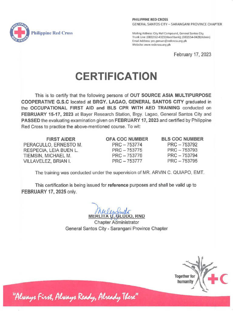 2023 First Aid Certification | PDF