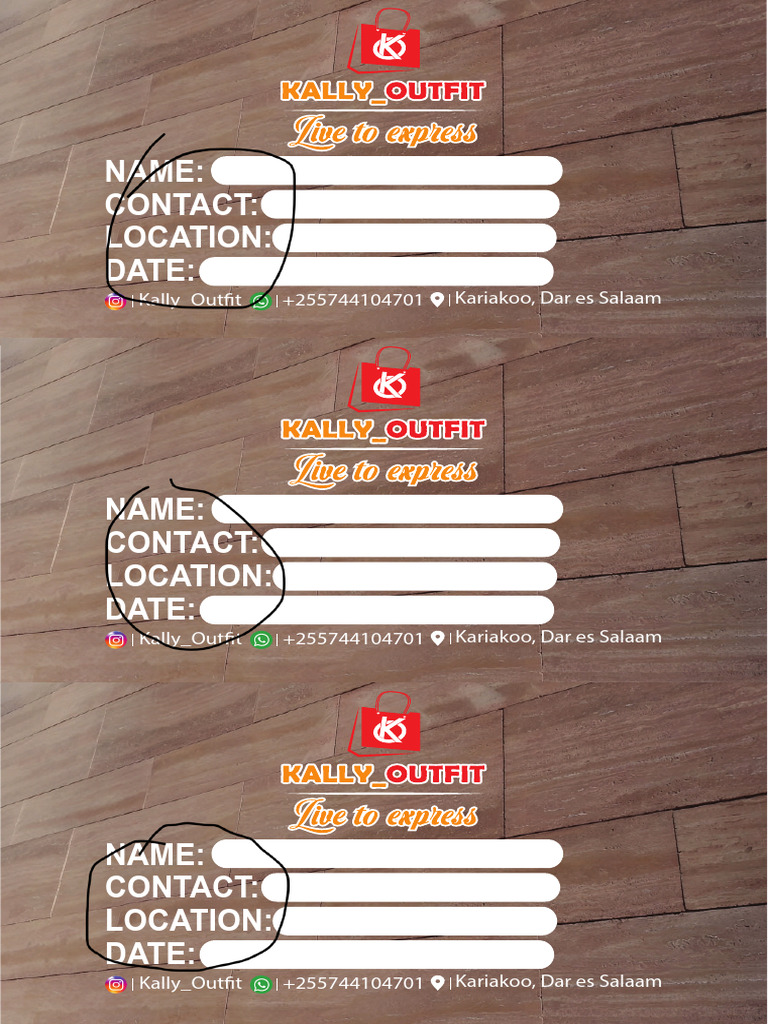 Kally_Outft Contact Information | PDF