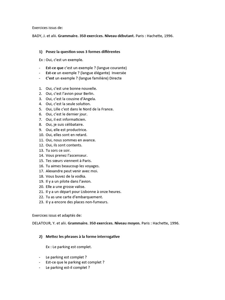 3 Types de Question - Exercices | PDF | Échecs