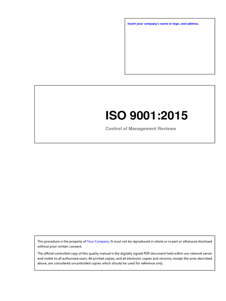 Control of Management Reviews Procedure Sample | PDF | Quality ...