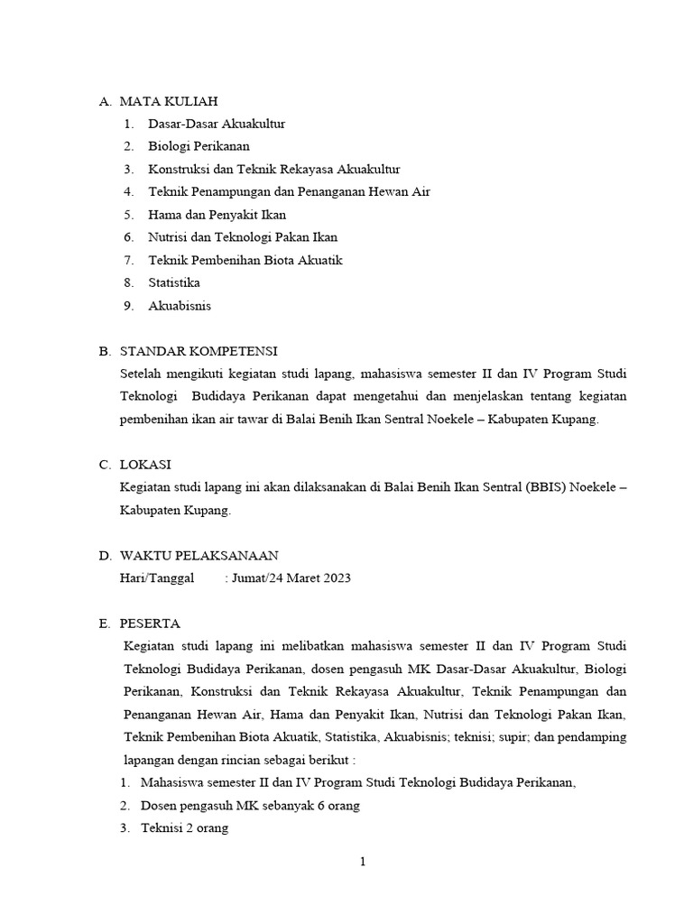 Proposal Studi Lapang TBP | PDF Proposal Studi Lapang TBP | PDF