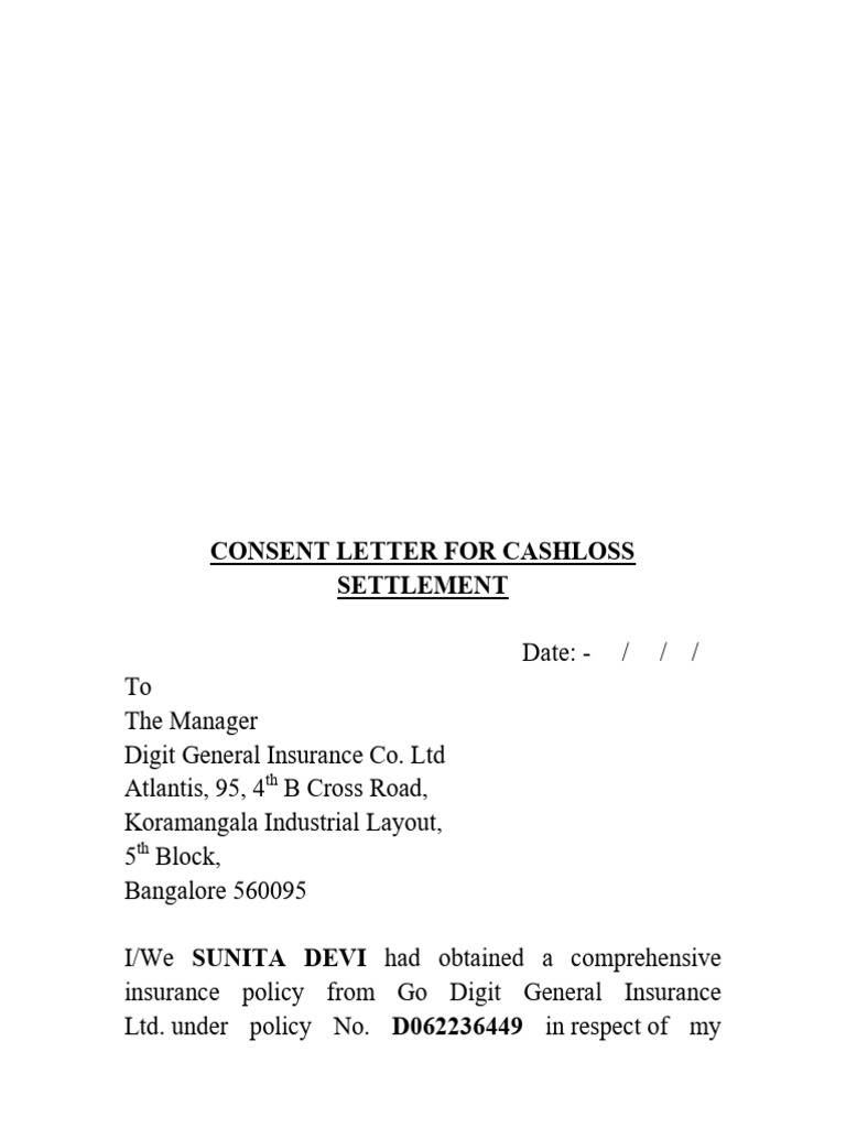 Consent Letter Sunita Devi | PDF | Insurance | Common Law