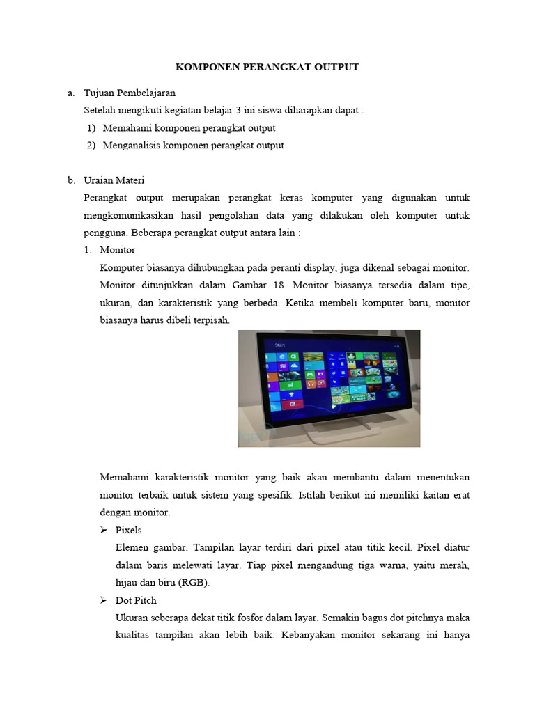 Komponen Perangkat Output | PDF | Game & Aktivitas | Komputer