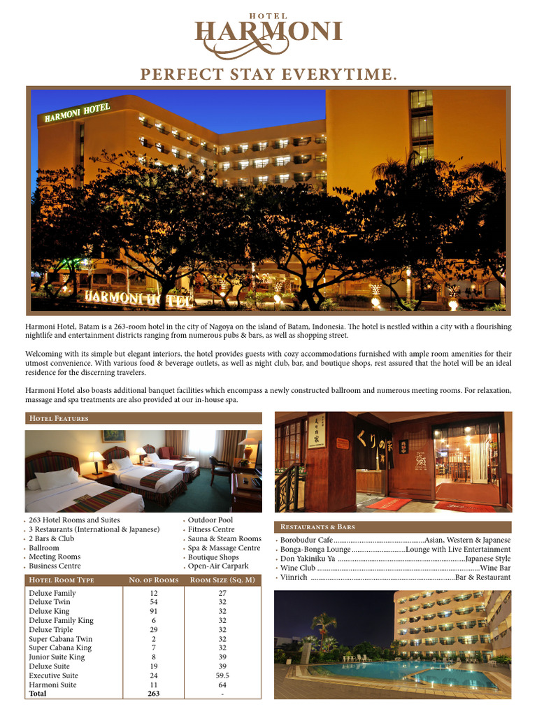 Harmoni Hotel Fact Sheet | PDF | Hotel | Bar (Establishment)