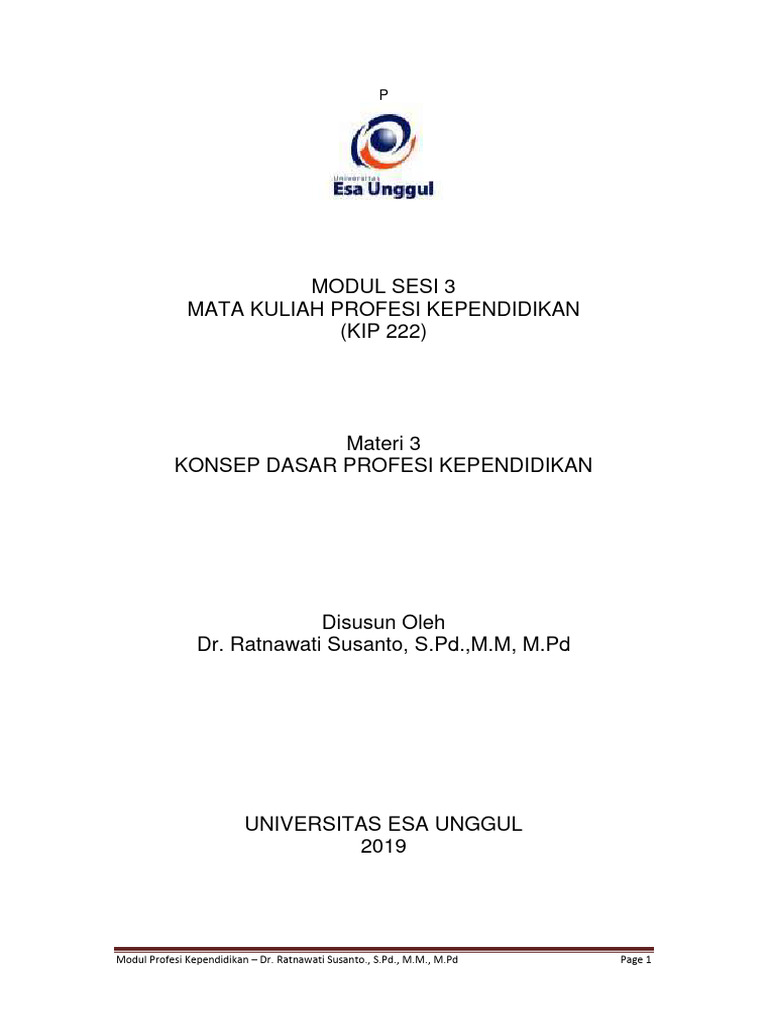 Modul Sesi 3 Materi 3 Konsep Dasar Profesi Kependidikan Pdf 