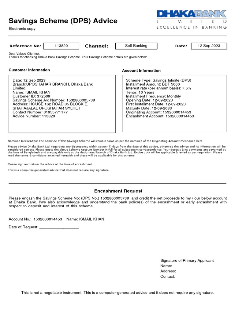 Savings Scheme (DPS) Advice: Channel | PDF