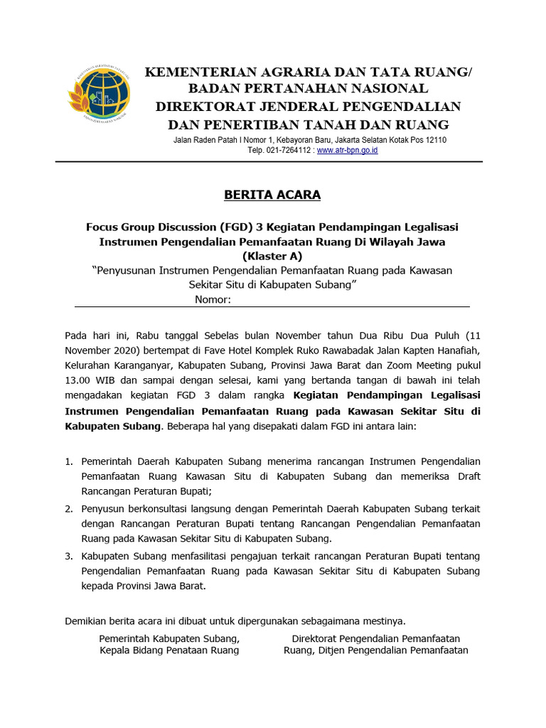 Berita Acara FGD 3 Subang, 11 Nov 2020 | PDF