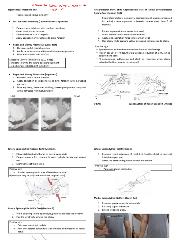 Elbow Special Test | PDF | Elbow | Anatomical Terms Of Motion