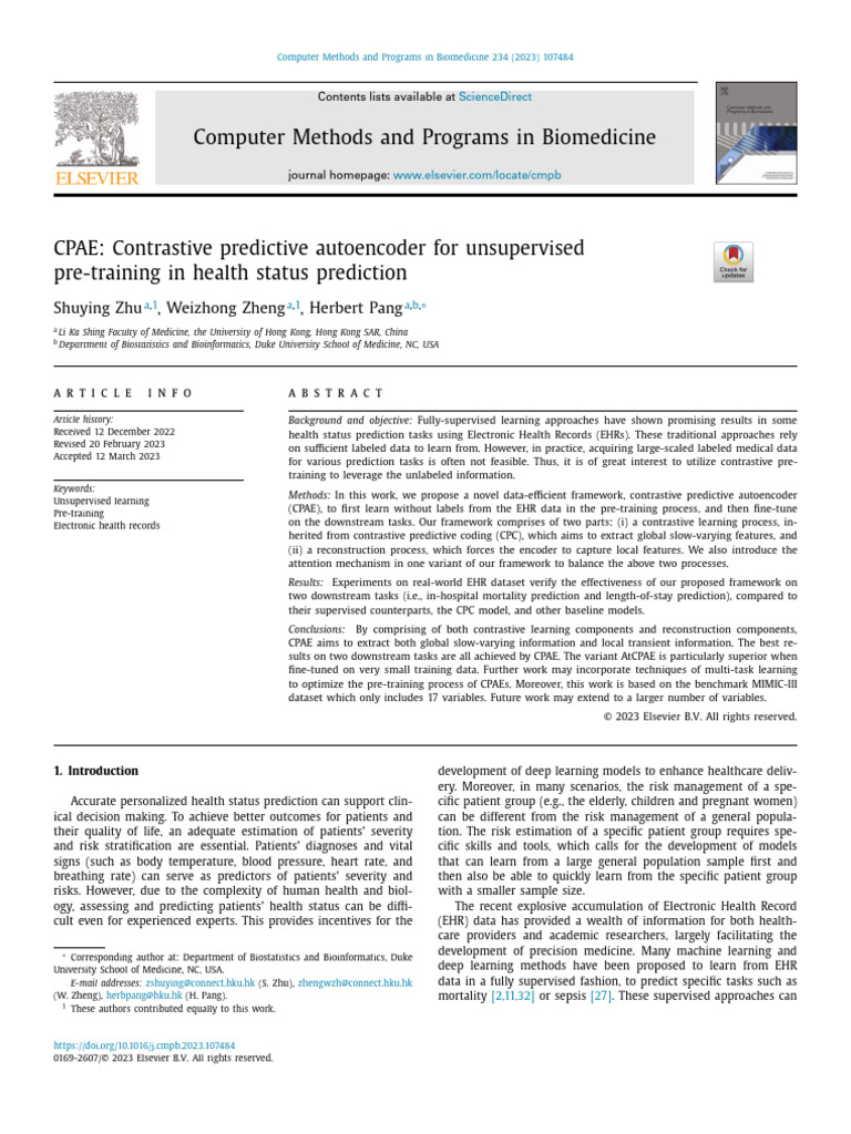 CPAE Contrastive Predictive Autoencoder For Unsu - 2023 - Computer ... CPAE Contrastive Predictive Autoencoder For Unsu - 2023 - Computer ...