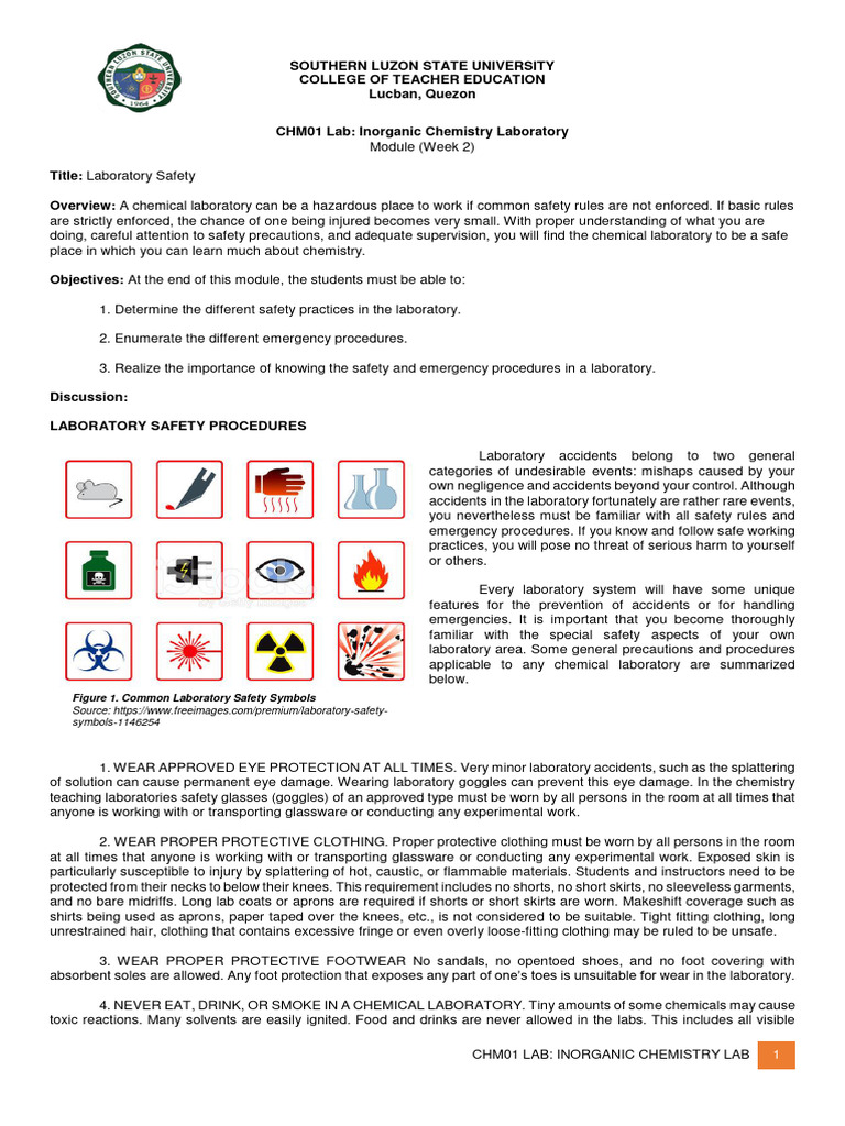Module - CHM01 Lab - Week 2 | PDF | Laboratories | Clothing